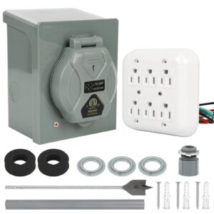 zdhqlhj nema l14-30p to (6) nema 5-15r through-the-wall pwr transfer kit with led, 300 watt, portable, generator power supply