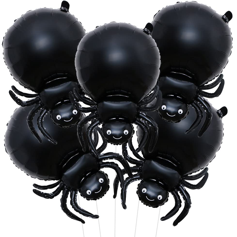 Spider Balloons Animals Balloons Black Spider Foil Balloons for Spider-Themed Party Birthday Party Supplies Decorations Halloween Party Decorations Balloons Party Sets-5pcs