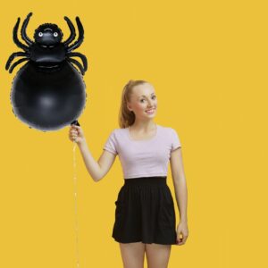 Spider Balloons Animals Balloons Black Spider Foil Balloons for Spider-Themed Party Birthday Party Supplies Decorations Halloween Party Decorations Balloons Party Sets-5pcs