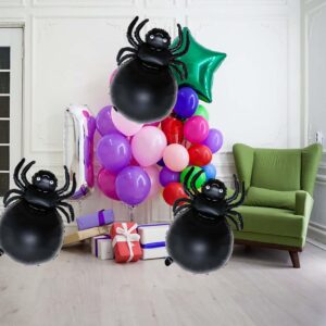 Spider Balloons Animals Balloons Black Spider Foil Balloons for Spider-Themed Party Birthday Party Supplies Decorations Halloween Party Decorations Balloons Party Sets-5pcs