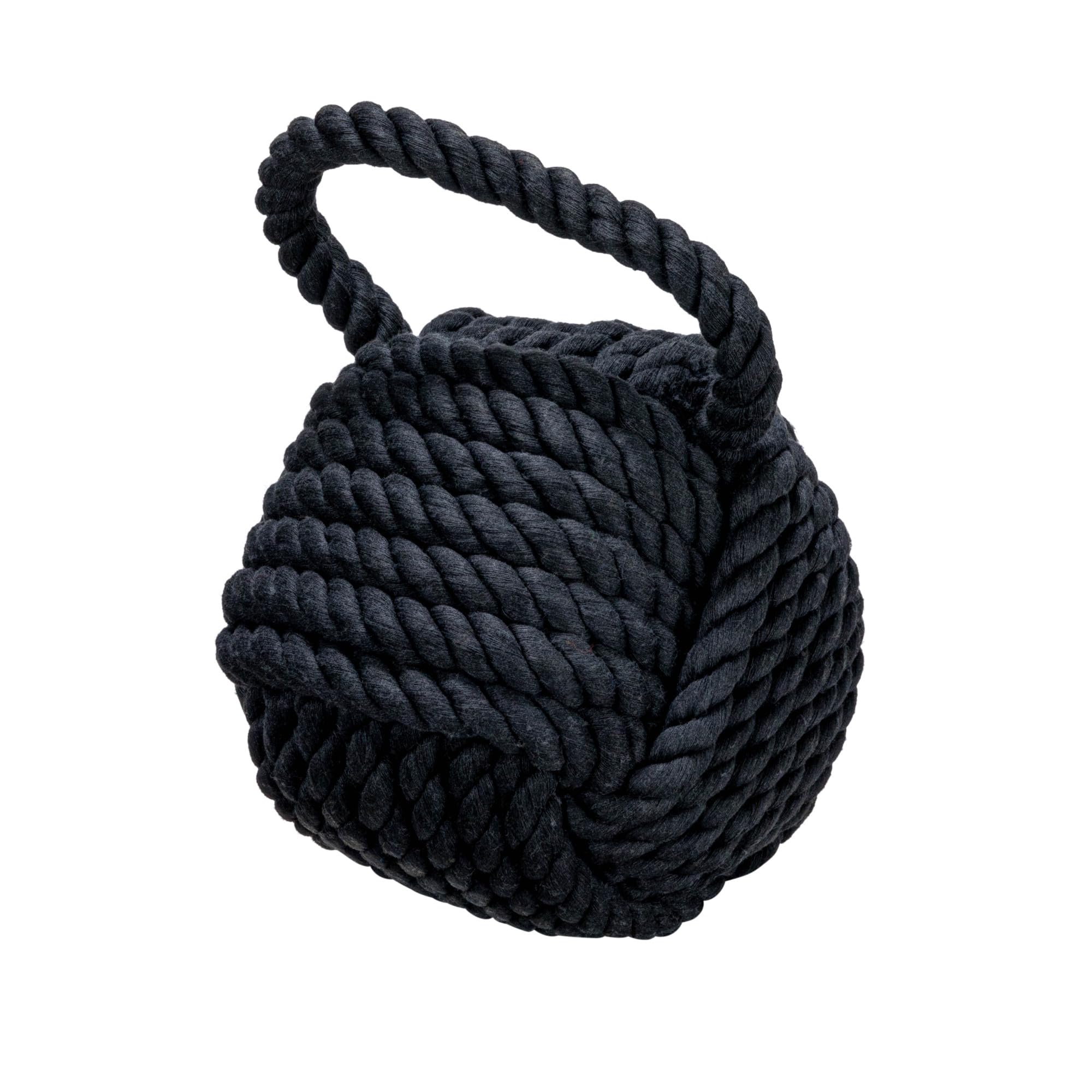 Nautical Rope Knot Decorative Cotton Door Stop, Black