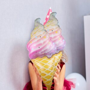 3PCS Ice Cream Foil Balloons Party Supplies For Baby Shower and Children's Birthday Party Decorations 37Inches