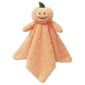 doindute baby orange pumpkin soft stuffed animal security blanket, plush pumpkin character lovey blanket, baby shower/nursery gift, cuddly newborn, infant, toddler snuggle blankie for boys girls, 14"