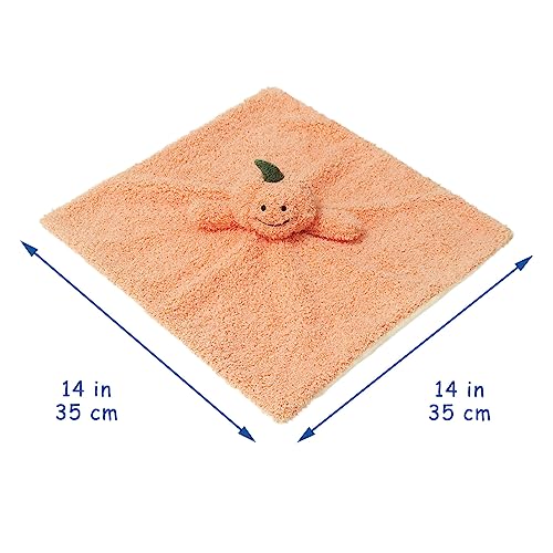 Doindute Baby Orange Pumpkin Soft Stuffed Animal Security Blanket, Plush Pumpkin Character Lovey Blanket, Baby Shower/Nursery Gift, Cuddly Newborn, Infant, Toddler Snuggle Blankie for Boys Girls, 14"