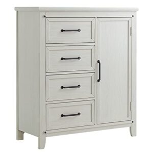 soho baby 49045480 ellison premium 4-drawer chifferobe with adjustable shelves, wire brush rustic white finish