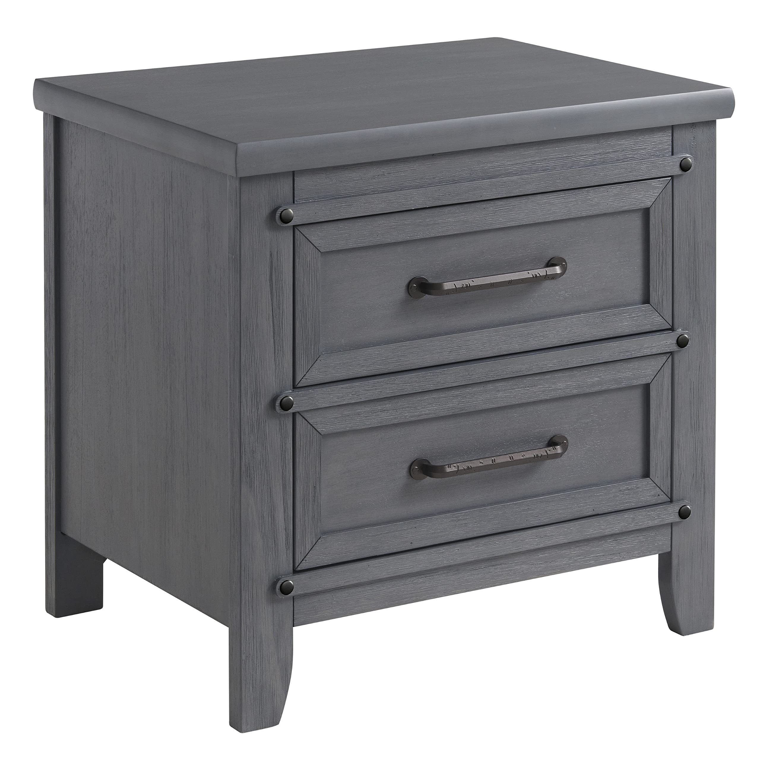 Soho Baby Ellison Premium 2-Drawer Nightstand, Wire Brush Ash Gray Finish