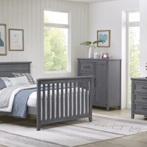 Soho Baby Ellison Premium 2-Drawer Nightstand, Wire Brush Ash Gray Finish