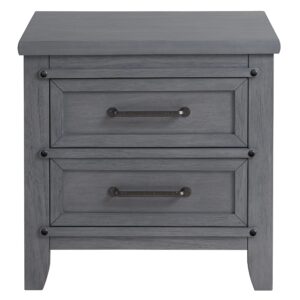 Soho Baby Ellison Premium 2-Drawer Nightstand, Wire Brush Ash Gray Finish