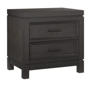 soho baby 40022940 manchester premium soft closing 2-drawer nightstand, smooth black iron finish