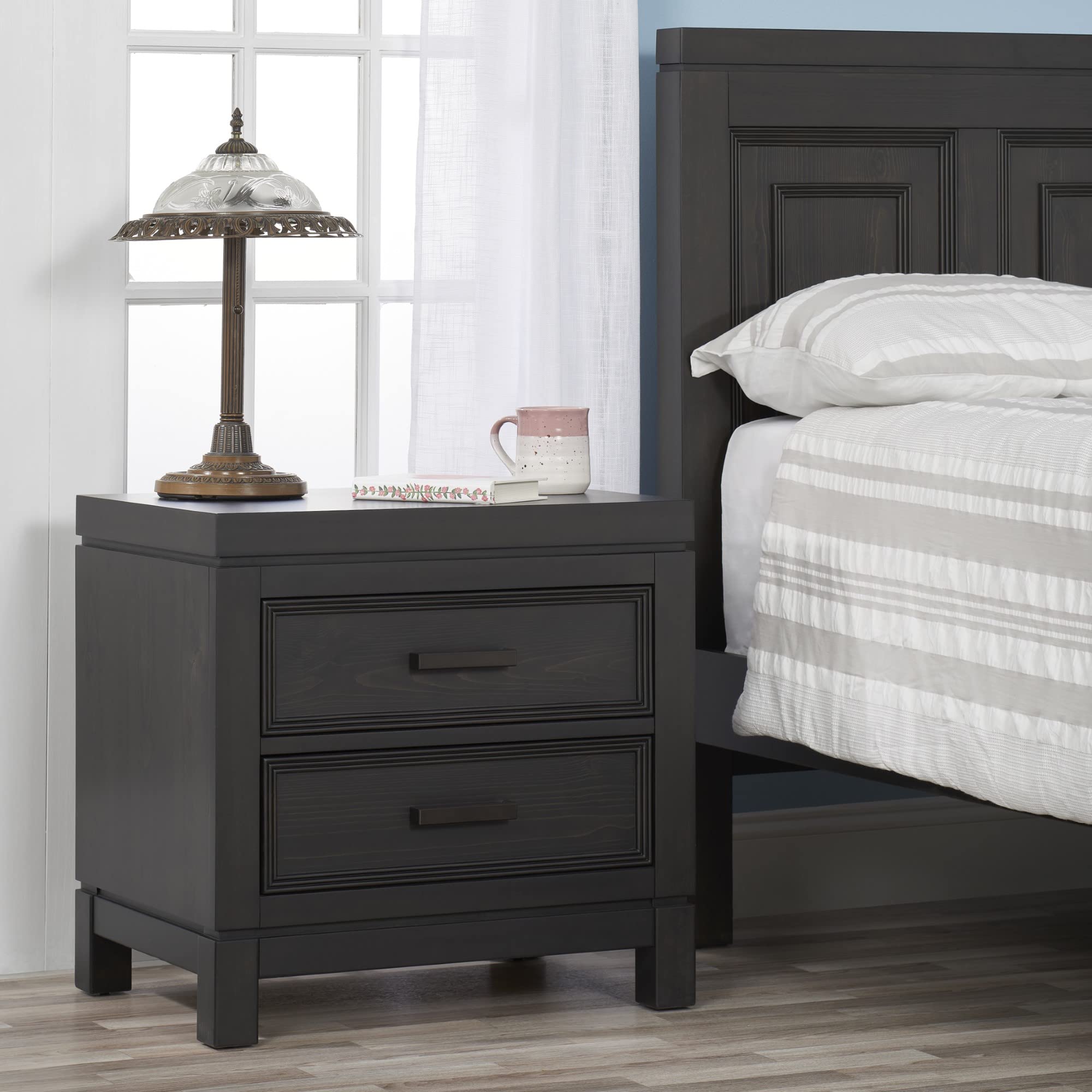 Soho Baby 40022940 Manchester Premium Soft Closing 2-Drawer Nightstand, Smooth Black Iron Finish