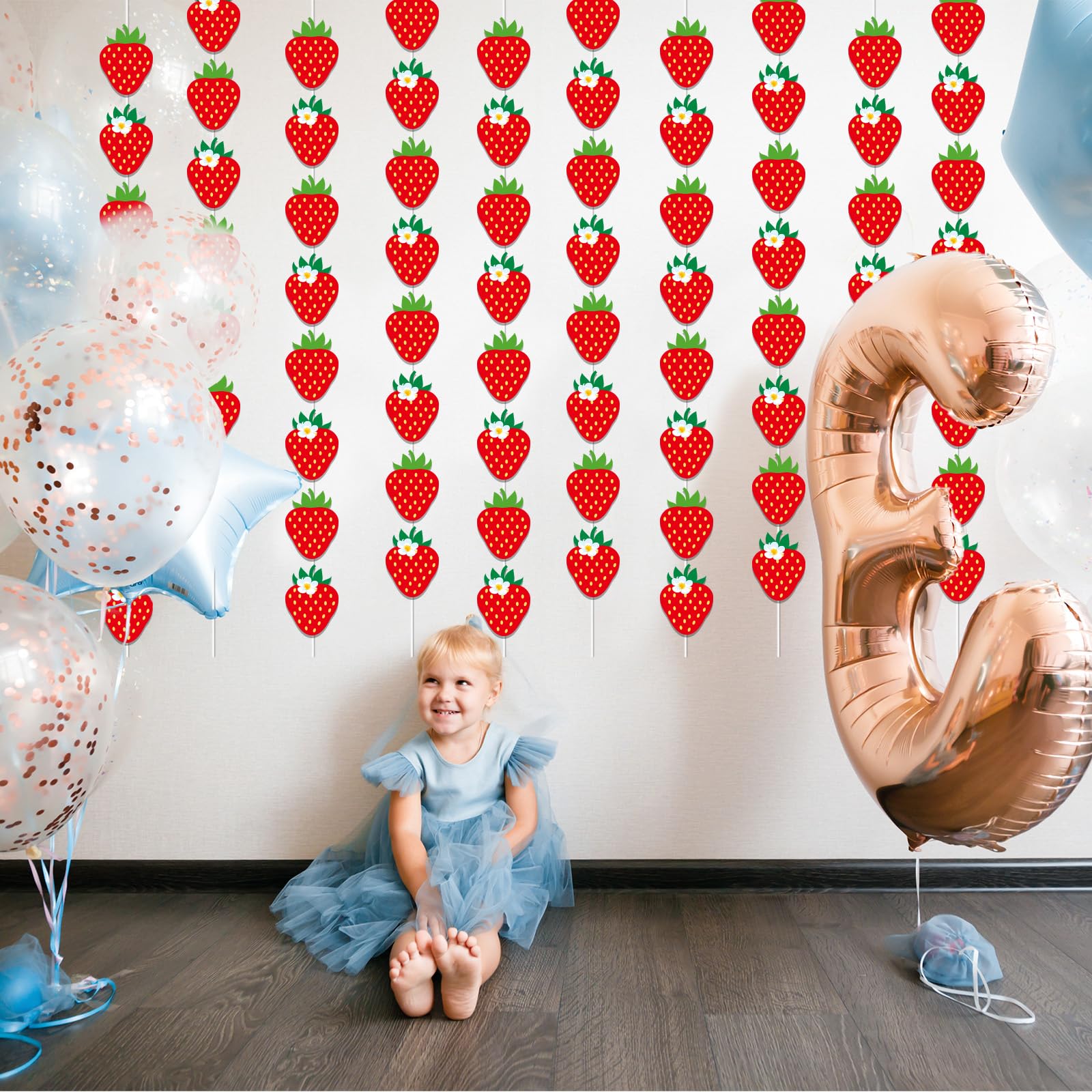 12 PCS Strawberry Party Banners Strawberry Birthday Decorations Strawberry Banner Garland Kit Strawberry Hanging Swirl Decorations Berry First Birthday Garland Party Baby Shower Decor