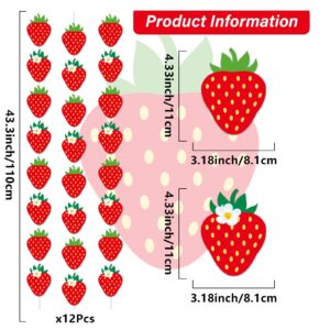 12 PCS Strawberry Party Banners Strawberry Birthday Decorations Strawberry Banner Garland Kit Strawberry Hanging Swirl Decorations Berry First Birthday Garland Party Baby Shower Decor