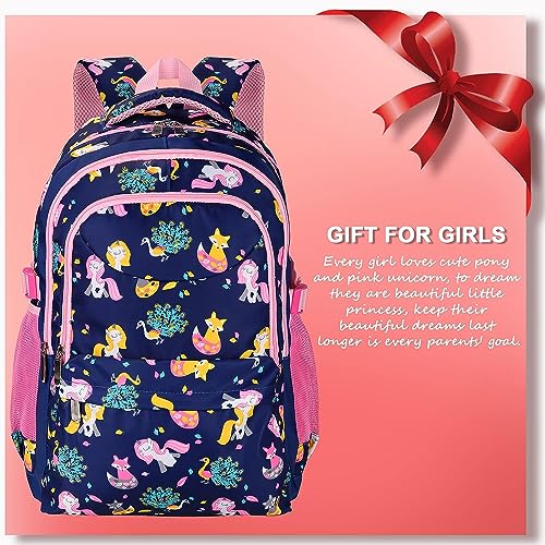 SARHLIO Toddler Backpack for Girls, Preschool Elementary School Daypack with Zipper, 17 Inch Waterproof Child Backpack for Travel & School, Animal Print Rose Red(BPK18C-RD)