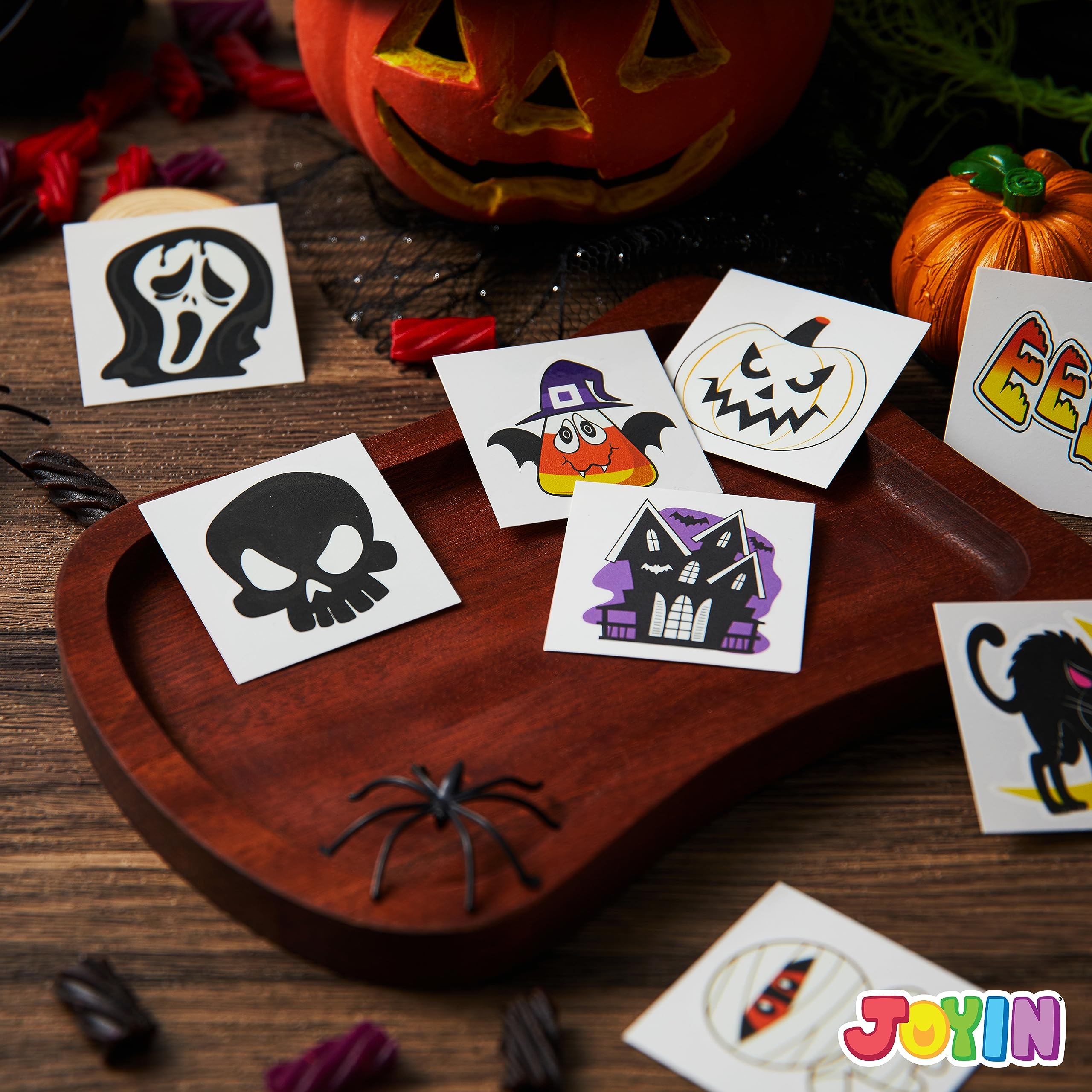 JOYIN 144 PCS Halloween Glowing Temporary Tattoos for Kids, 12 Designs Luminous Halloween Tattoo stickers, Glow in The Dark Party Supplies Decoration, Party Favors Games Prizes, Trick or Treat Gifts