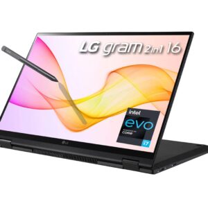 LG Gram, 16" 2-in-1 Ultralight Laptop 2022, WQXGA IPS Touchscreen, Intel EVO Platform i7-1260P 12-Core, 16GB RAM, 1TB (512x2) SSD, Iris Xe Graphics, Backlit KB, WiFi 6E, Thunderbolt 4 Win 11, Pen