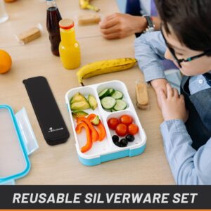 Ansukow 4-Piece Travel Utensils With Black Case, 18/8 Stainless Steel Reusable Camping Silverware Set for Lunch Box, Dorm, Work, School, Picnic