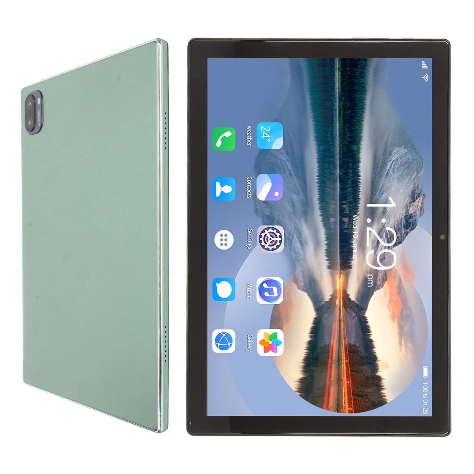 GLOGLOW 10.1 Inch Tablet, Green 8 Core CPU FHD Tablet 8MP Front 16MP Rear 100-240V with Keyboard for Reading (US Plug)