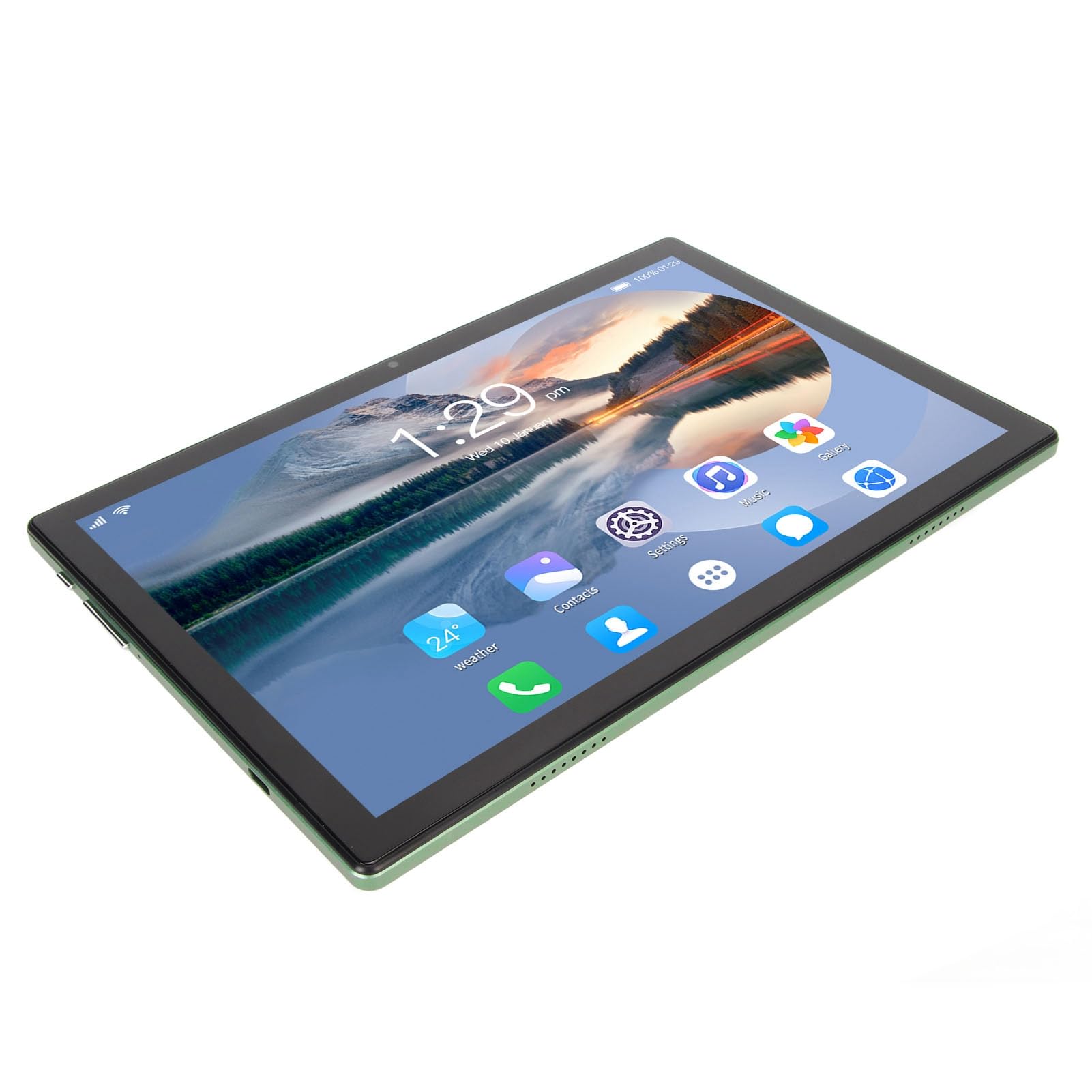 GLOGLOW 10.1 Inch Tablet, Green 8 Core CPU FHD Tablet 8MP Front 16MP Rear 100-240V with Keyboard for Reading (US Plug)