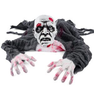 JOYIN Halloween Zombie Groundbreaker with Posable Arms, Hanging Groundbreaker Halloween Decorations Outdoor Zombie Skeleton Decor for Haunted House Outdoor, Lawn, Yard Décor