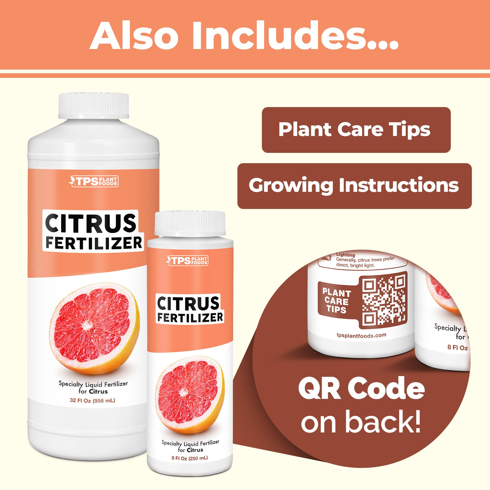 Citrus Fertilizer for All Citrus and Fruiting Trees, Liquid Plant Food 8 oz (250mL)