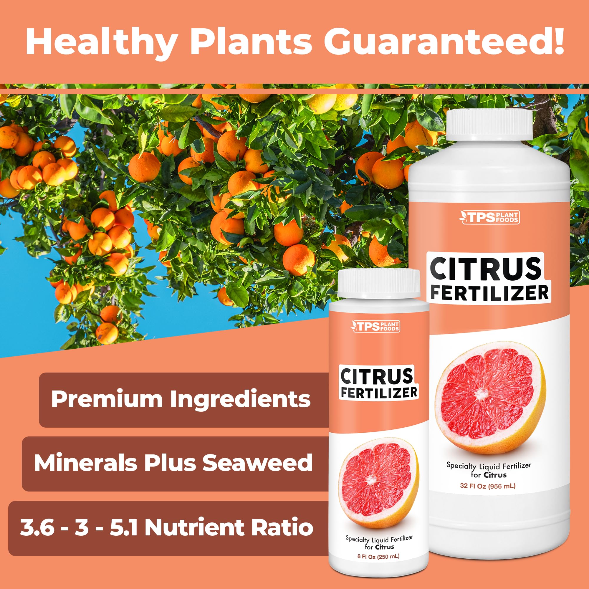 Citrus Fertilizer for All Citrus and Fruiting Trees, Liquid Plant Food 8 oz (250mL)