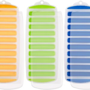 3 Pcs Long Ice Stick Tray Silicone with Lid,Water Bottle Ice Cube Tray with Easy Push and Pop Out Material, Ideal for Sports and Water Bottles