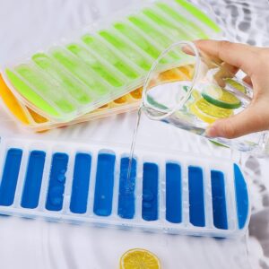 3 Pcs Long Ice Stick Tray Silicone with Lid,Water Bottle Ice Cube Tray with Easy Push and Pop Out Material, Ideal for Sports and Water Bottles