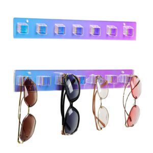 silfgrlf sunglasses holder organizer, 2 pack acrylic sunglasses organizer wall mounted eyeglasses display holder eyewear glasses hanging rack for entryway living room bedroom(iridescent)