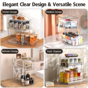 3 Tier Clear Bathroom Organizer, Under Sink Organizers Clear with Dividers, Multi Purpose Slide-Out drawers Organizer for Bathroom Pantry Organization and Storage, Medicine Cabniet Organizer 1 Pack