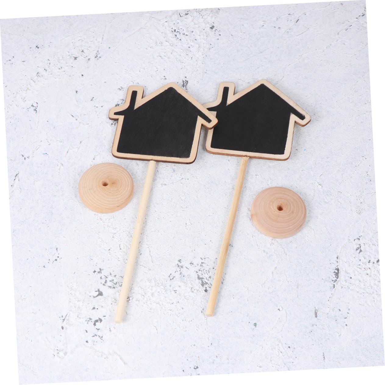 OFFSCH 10pcs Mini Wood Chalkboards Brown File Folders Erasable and Reusable Ornament Blackboard Pocket Calculator Mini Wedding Chalkboard Signs Wooden Bamboo Writing Board