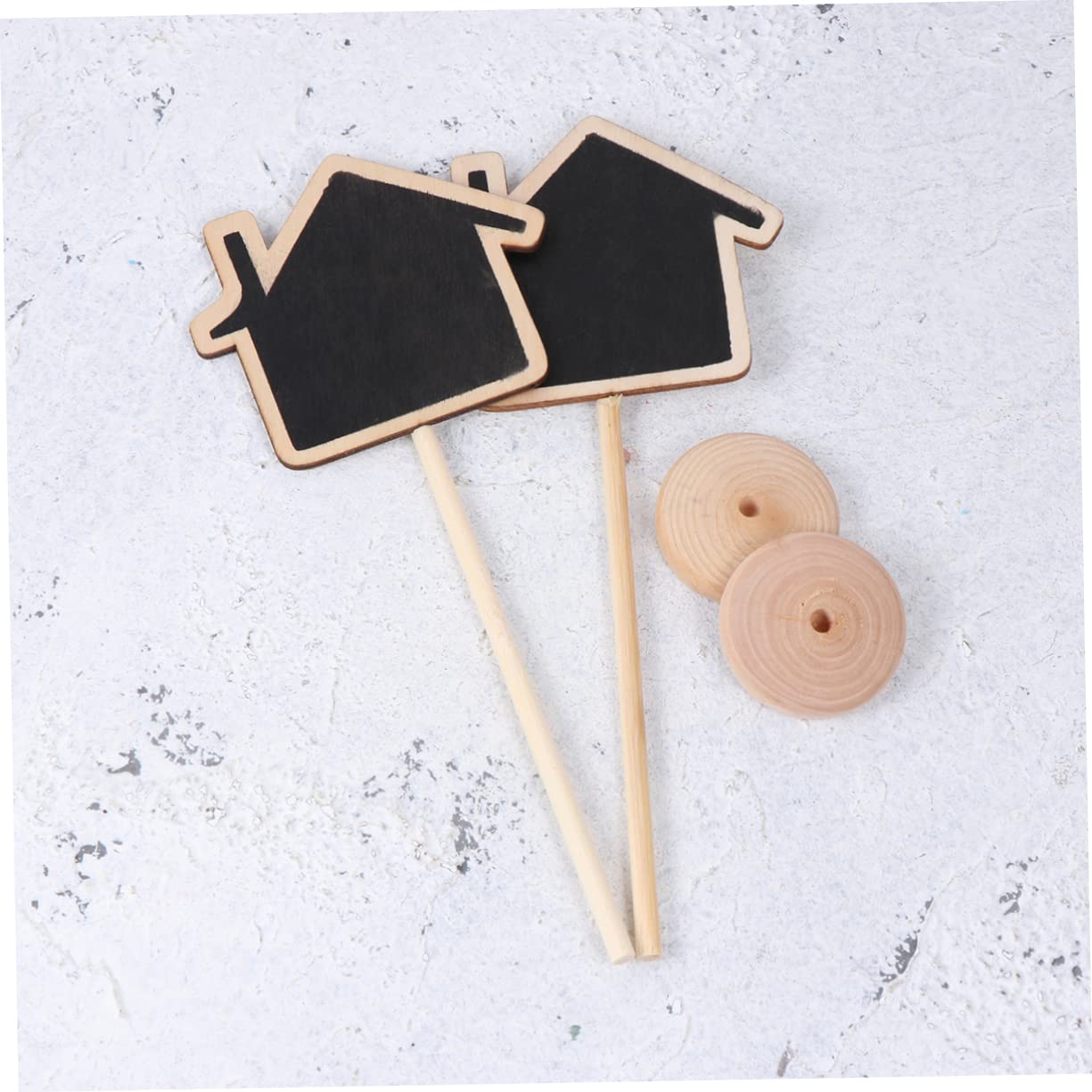 OFFSCH 10pcs Mini Wood Chalkboards Brown File Folders Erasable and Reusable Ornament Blackboard Pocket Calculator Mini Wedding Chalkboard Signs Wooden Bamboo Writing Board