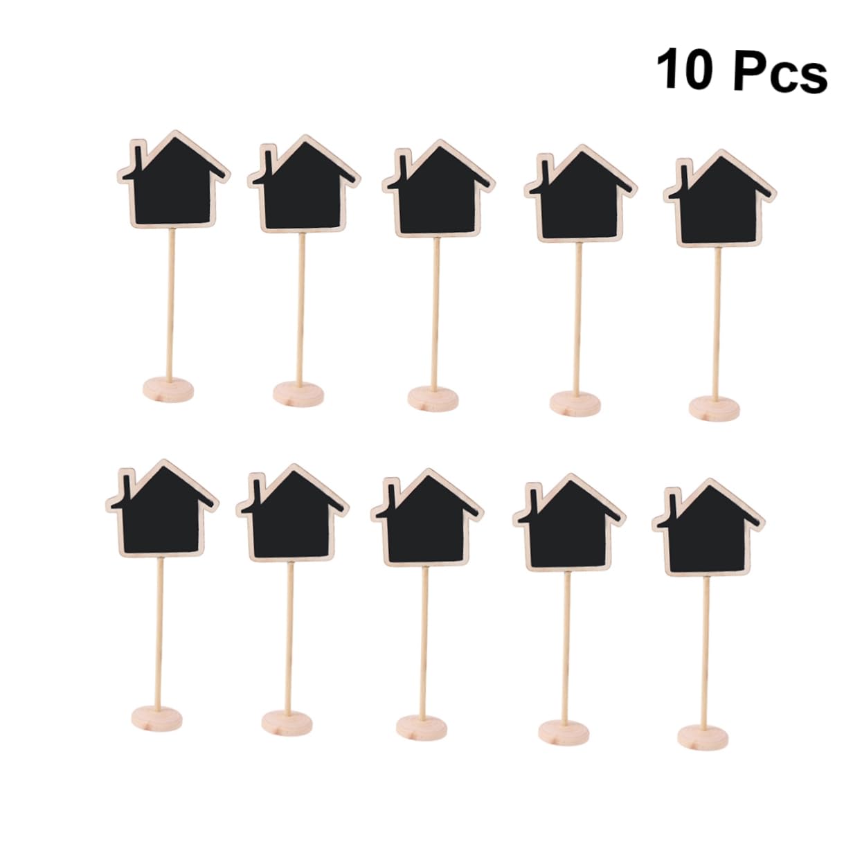 OFFSCH 10pcs Mini Wood Chalkboards Brown File Folders Erasable and Reusable Ornament Blackboard Pocket Calculator Mini Wedding Chalkboard Signs Wooden Bamboo Writing Board