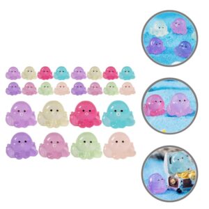 Yardwe 24Pcs Shine lace Decorate Luminous Toy Accessories Statue Movable Household House Baby Ornaments Ocean Luminous Octopus Statue Animal Mini Planter Model Resin Octopus