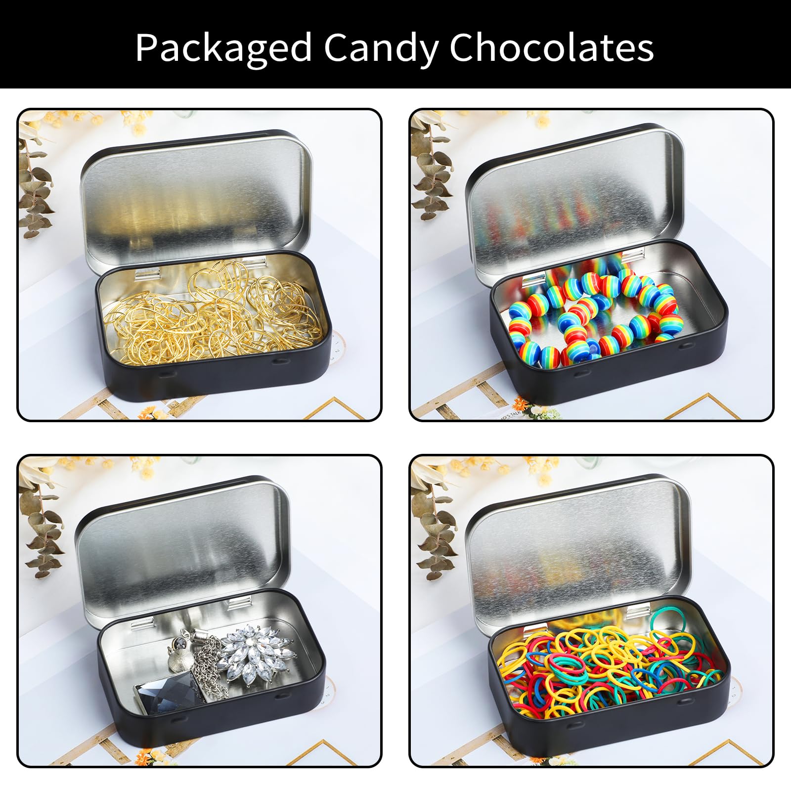 Ouligay Metal Rectangular Empty Hinged Tins Tin Containers Empty Metal Tins Box Small Empty Tins with Lids Rectangular Hinged Tins Mini Portable Box Containers for Storage Candies Jewelry Crafts