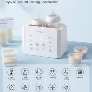 Larex Double Bottle Warmer, 11-in-1 Fast Baby Bottle Warmer for Breastmilk and Formula, with Timer, Fits 2 Bottles, Accurate Temp Control, Milk Warmer with Thaw, Steri-lizing, Keep Warm, Heat Food