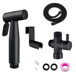 wexecon muslim shower black handheld bidet sprayer for toilet with explosion proof bidet hose adjustable water pressure-jet spray soft spray great for feminine wash, pet and bathroom cleaning(c,black)