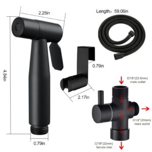 Wexecon Muslim Shower Black Handheld Bidet Sprayer for Toilet with Explosion Proof Bidet Hose Adjustable Water Pressure-Jet Spray Soft Spray Great for Feminine Wash, Pet and Bathroom Cleaning(C,Black)