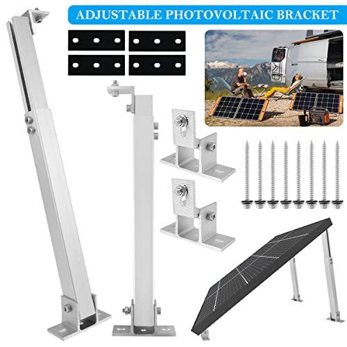 Txkrhwa Solar Panel Tilt Bracket Aluminum Alloy Solar Panel Mount Support Adjustable Solar Panel Mounting Rack Folding Tilt Leg Tilt Angle 15-30° for Off Grid Solar System