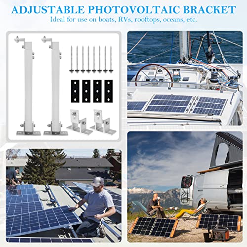 Txkrhwa Solar Panel Tilt Bracket Aluminum Alloy Solar Panel Mount Support Adjustable Solar Panel Mounting Rack Folding Tilt Leg Tilt Angle 15-30° for Off Grid Solar System