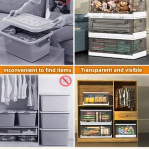 Oneshow Clearance Storage Drawers,4 Tier Plastic Storage Bins,Foldable Stackable Sorage Bins,Tall Plastic Drawers Room Organizers,Large Clothing Storage Bins(4 Pack, Side Open-17.4Gal)