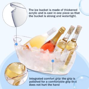 Ice Bucket 2 PCS,Acrylic Ice Buckets for Parties, Mimosa Bar Supplies Beverage Tub and Scoops for Champagne Beer Sparkling Wine Cocktails（5.5L）Extra Large Model (Clear)