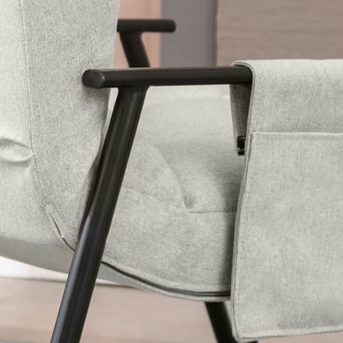 Mjkone Rocking Chair, Adjustable Chair Nursery, Stylish Armchair Lounge Sofa Lie or Sleep Lazy Glider for Nursery Living Room/Bedroom, Light Grey Bigger Size