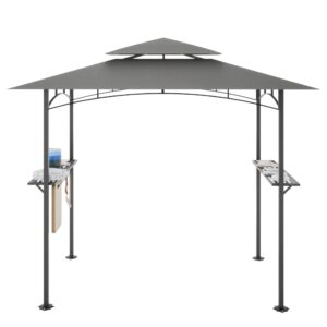 8 x 5 ft grill pergola tent with air vent double tiered bbq gazebo outdoor barbecue canopy, khaki