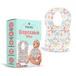 pouatu premium disposable bibs baby - mess-free feeding and easy cleanup - pack of 20