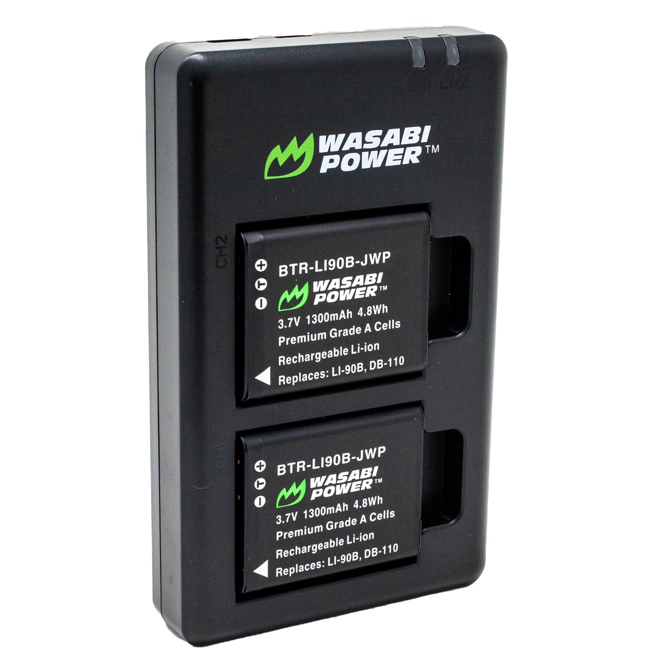 Wasabi Power Battery (2-Pack) and USB-C Dual Charger for Ricoh DB-110 and Ricoh GR III, GR IIIx, Theta X, WG-6, G900