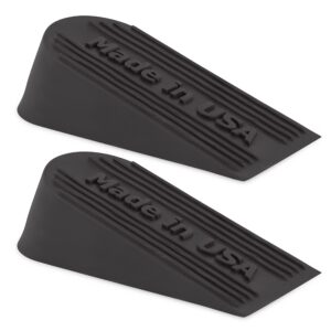 large big rubber door stopper made in usa - door stop wedge for carpet, tile,concrete floor - door stoppers for bottom of door -tall heavy duty for commercial & home- 6.5 x 2.75 x 1.9 inches black 2pk