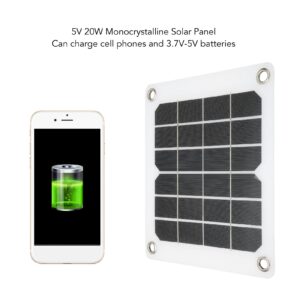 Solar Panel Kit, 20 Watt 5 Volt Monocrystalline PV Module Power Charger, USB Portable Solar Charge Panel, Energy Saving, for Power Station RV Camping Off Grid