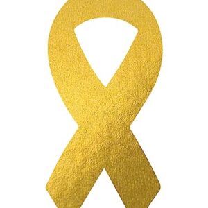 FashionTats Gold Ribbon Childhood Cancer Temporary Tattoos | Pack of 25 | Skin Safe | MADE IN THE USA | Removable