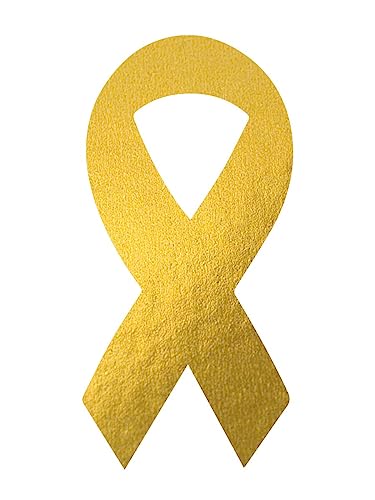 FashionTats Gold Ribbon Childhood Cancer Temporary Tattoos | Pack of 25 | Skin Safe | MADE IN THE USA | Removable