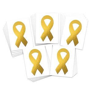 fashiontats gold ribbon childhood cancer temporary tattoos | pack of 25 | skin safe | made in the usa | removable